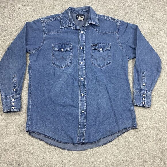 Wrangler | Shirts | Wrangler Shirt Mens Xl Tall Pearl Snap Button Up ...
